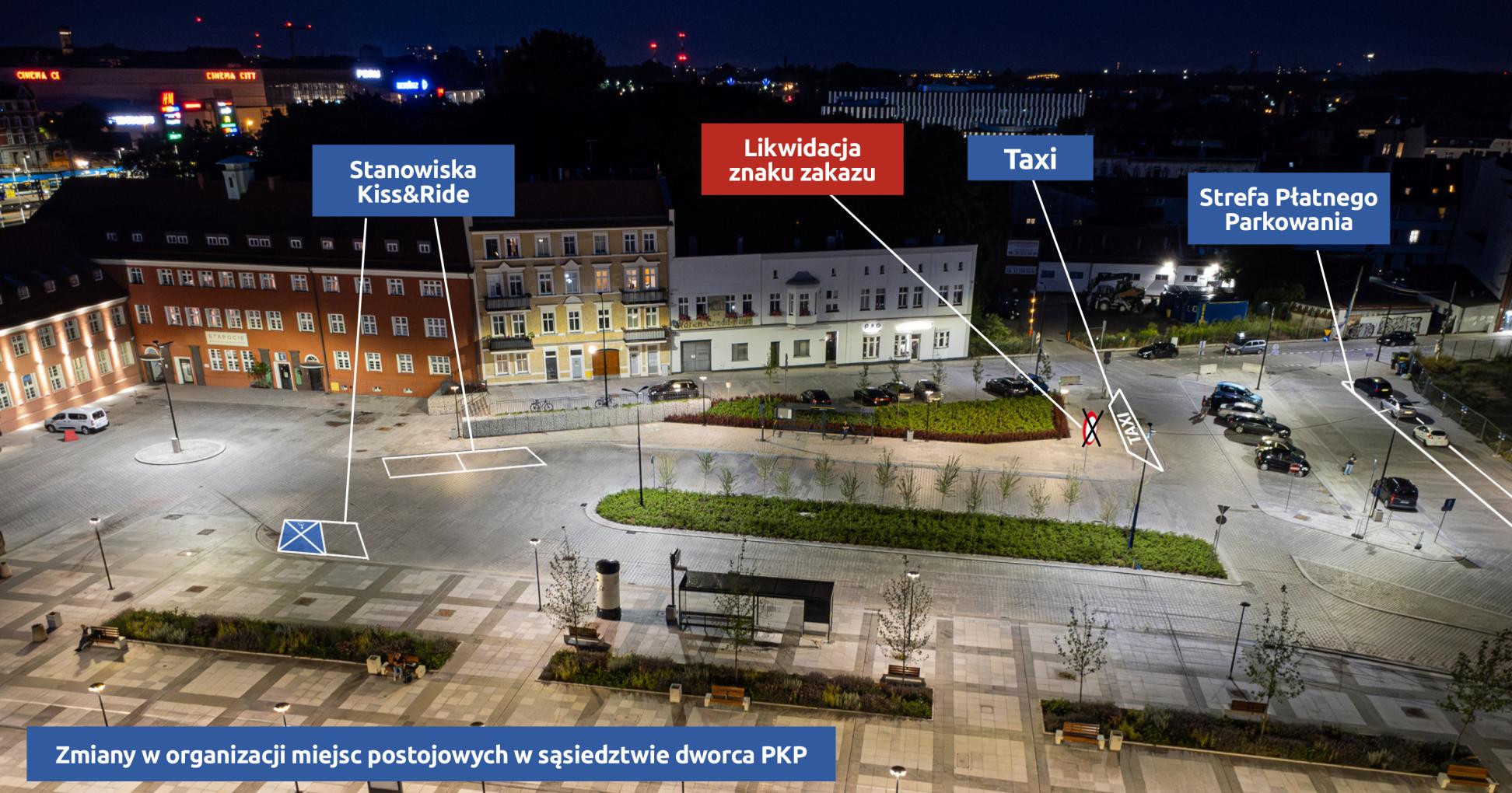 Miejsca postojowe w rejonie dworca PKP - zmiany w organizacji ruchu | ZDM Gliwice